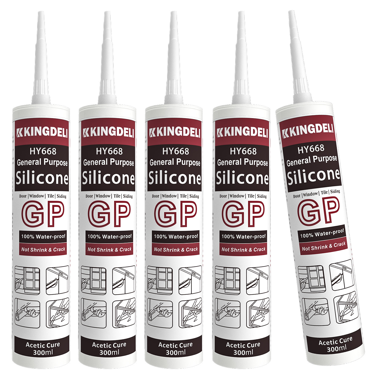 Oem Window Acetic Cure Silicone Sealant Transparent Caulk 300ml